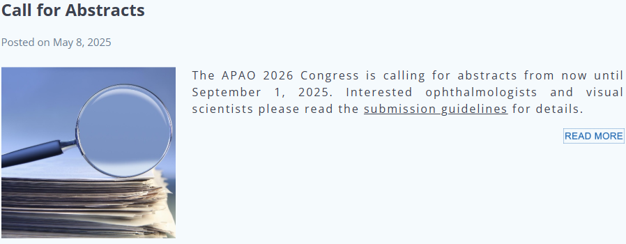 APAO® 2026 – The 41st Asia-Pacific Academy of Ophthalmology Congress