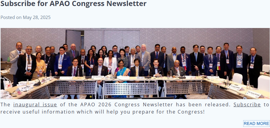 APAO® 2026 – The 41st Asia-Pacific Academy of Ophthalmology Congress